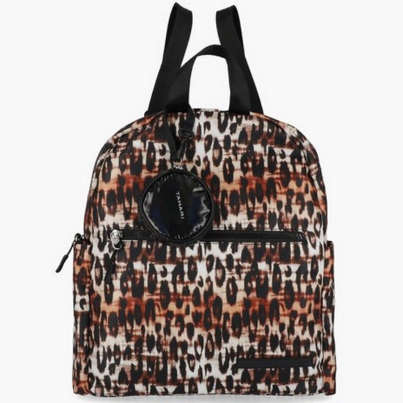 Tahari | Bags | Nwt Tahari Monroe Nylon Backpack In Leopard With Coin ...